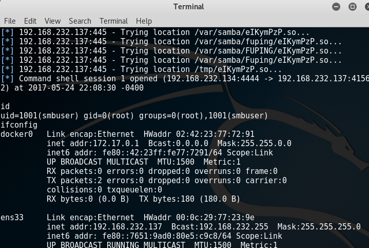 Samba远程代码执行漏洞(CVE-2017-7494)复现过程 · 浮萍's Blog